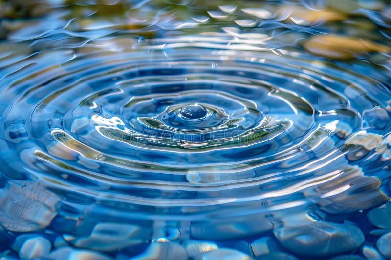 Water Ripples on Blue Background, Top View. Abstract Texture of Clear ...