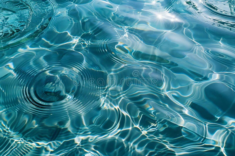 Water Ripples on Blue Background, Top View. Abstract Texture of Clear ...