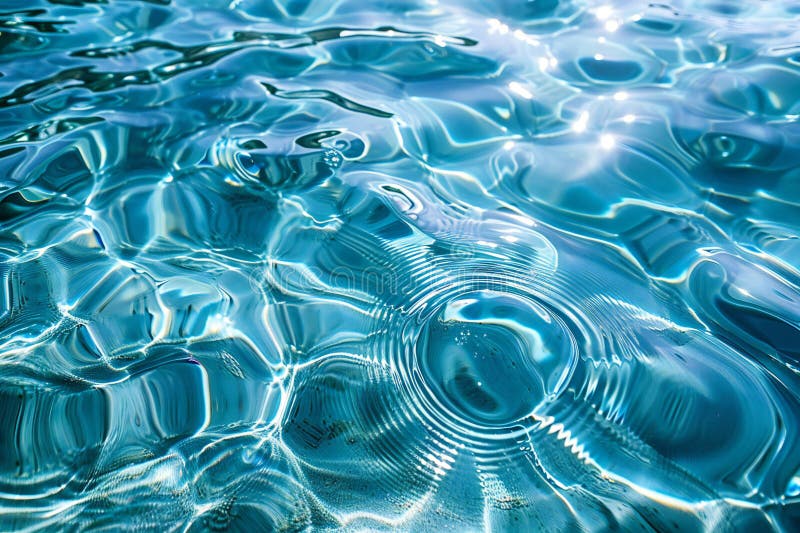 Water Ripples on Blue Background, Top View. Abstract Texture of Clear ...