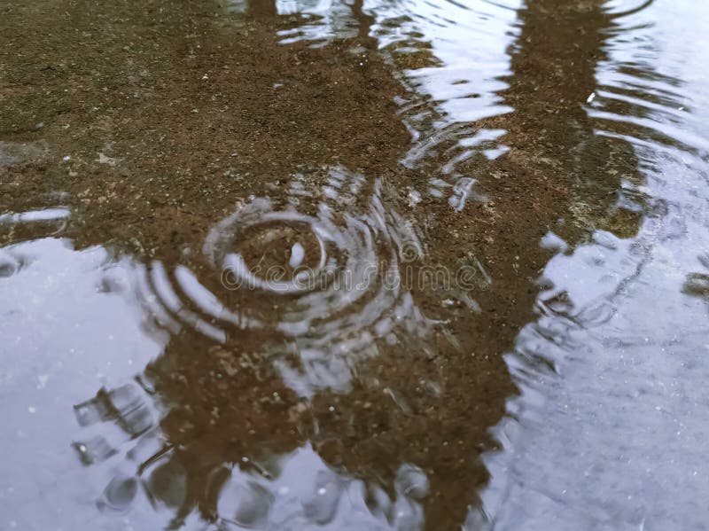 Water Ripples in a Puddle on Concrete Floor Stock Image - Image of wave ...
