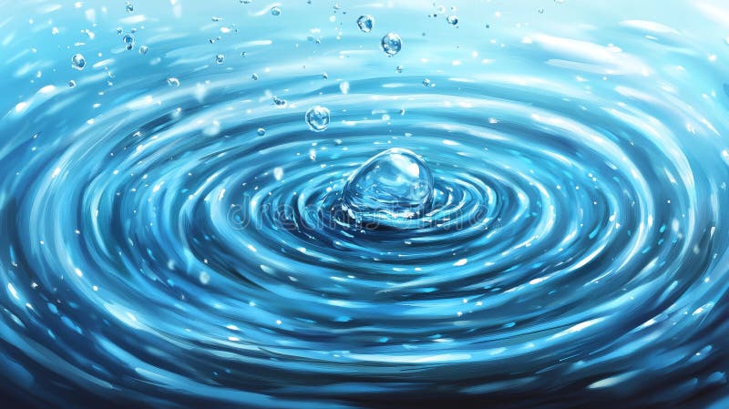 Water Ripples and Splashes Abstract Background of Blue Water with ...