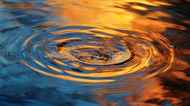 Water Ripples with Sunset Reflection Stock Illustration - Illustration ...