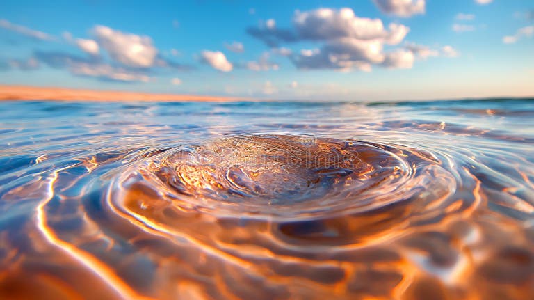 Water Rippling Surface Creates Texture with Sky and Clouds Backdrop ...