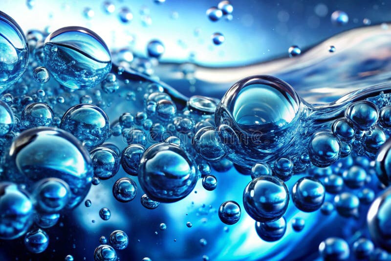 Water Rising. Close Up View of the Blue Water Bubble Stock Illustration ...