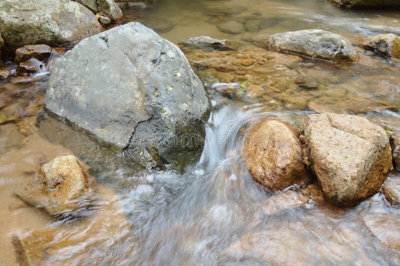 Water Run through River Pass Rock and Stone in Forest Stock Image ...