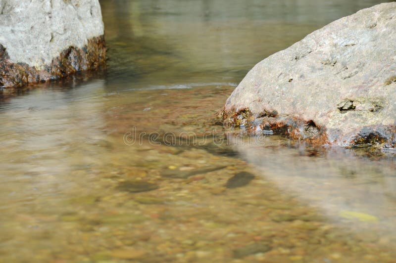 Water Run through River Pass Rock and Stone in Forest Stock Image ...
