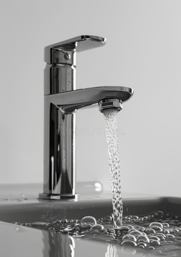 Water Running from Chrome Tap Stock Photo - Image of steel, liquid ...