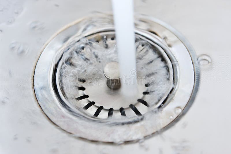 Running Tap Water in a Sink Down the Drain Stock Image - Image of open ...