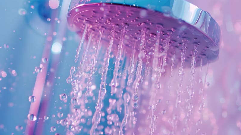 Water Running Down a Shower Head, Ideal for Bathroom Designs Stock ...