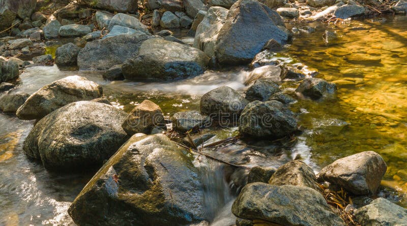 Water Running Over Rocks in the Jungle Stock Image - Image of green ...