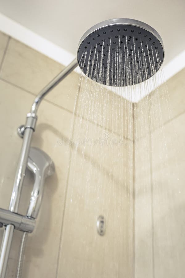 Water Running from the Shower Head in the Bathroom Stock Photo - Image ...
