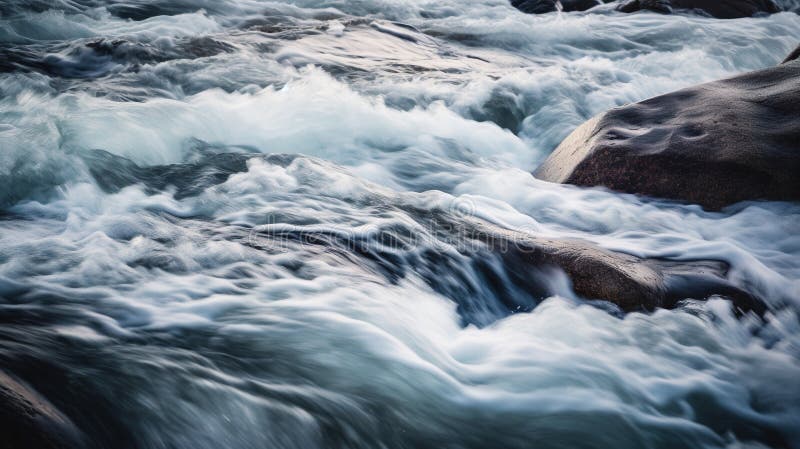 The Water is Rushing Over the Rocks in the River Stock Illustration ...