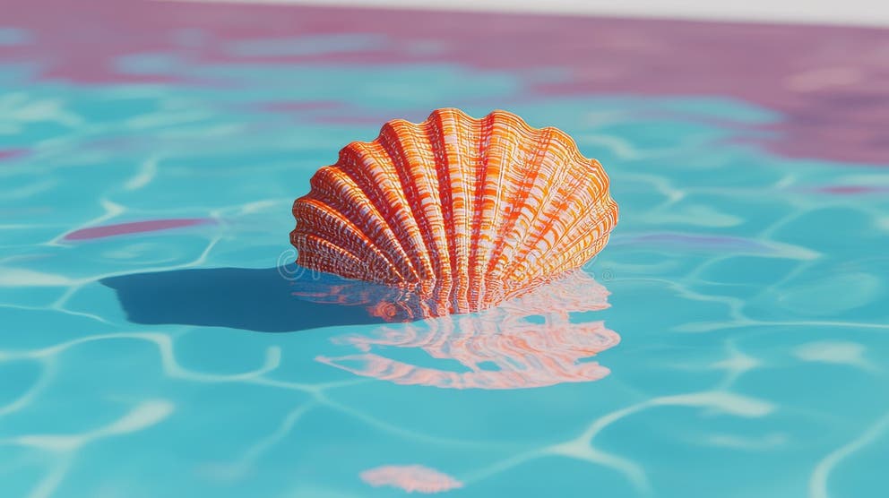 On the Water S Surface, an Elegant Seashell is Visible at Sunset Stock ...