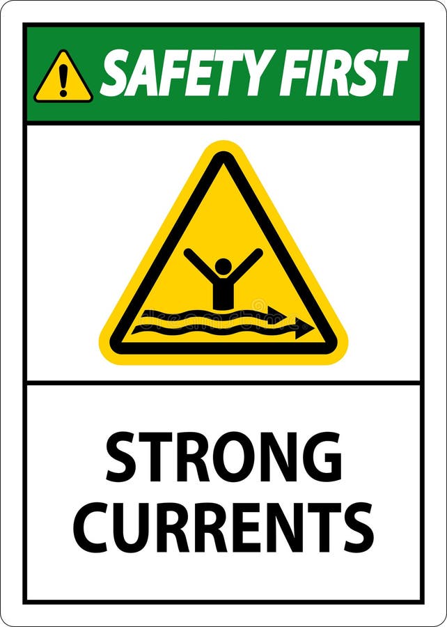 Water Safety First Sign - Strong Currents Stock Vector - Illustration ...