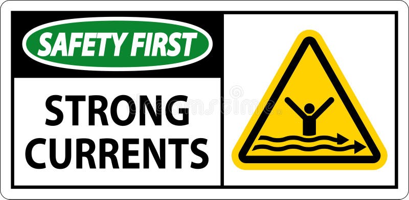 Water Safety First Sign - Strong Currents Stock Vector - Illustration ...