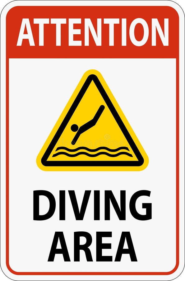 Water Safety Sign Attention - Diving Area Stock Vector - Illustration ...