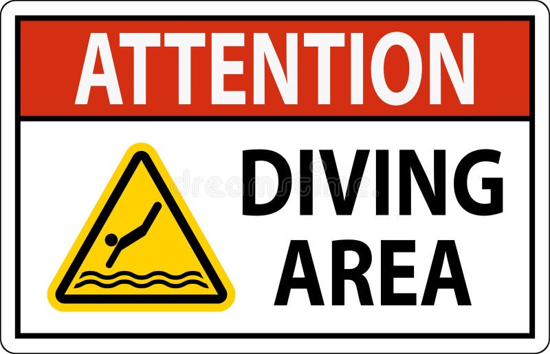 Water Safety Sign Attention - Diving Area Stock Vector - Illustration ...