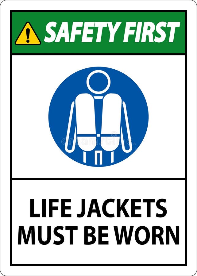 Water Safety Sign Attention, Life Jackets Must Be Worn Stock Vector ...