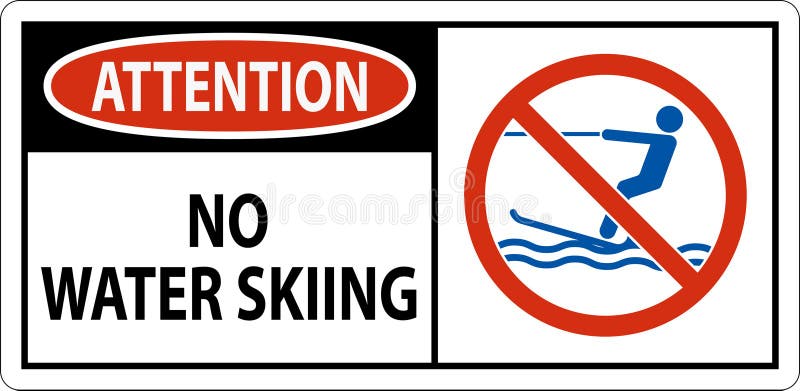 Water Safety Sign Attention, No Water Skiing Stock Vector ...