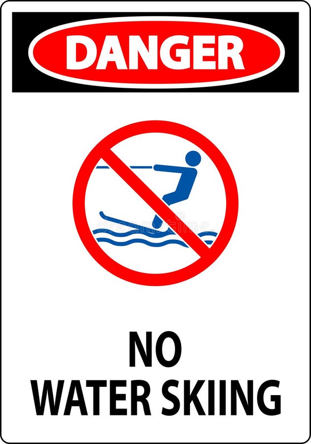 Water Safety Sign Attention, No Water Skiing Stock Vector ...