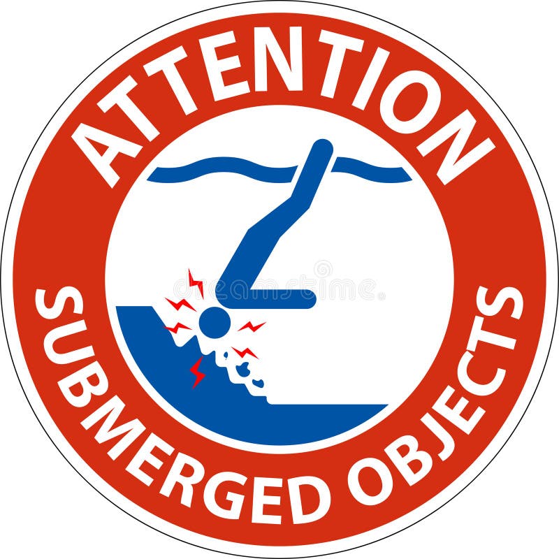 Water Safety Sign Attention - Submerged Objects Stock Vector ...