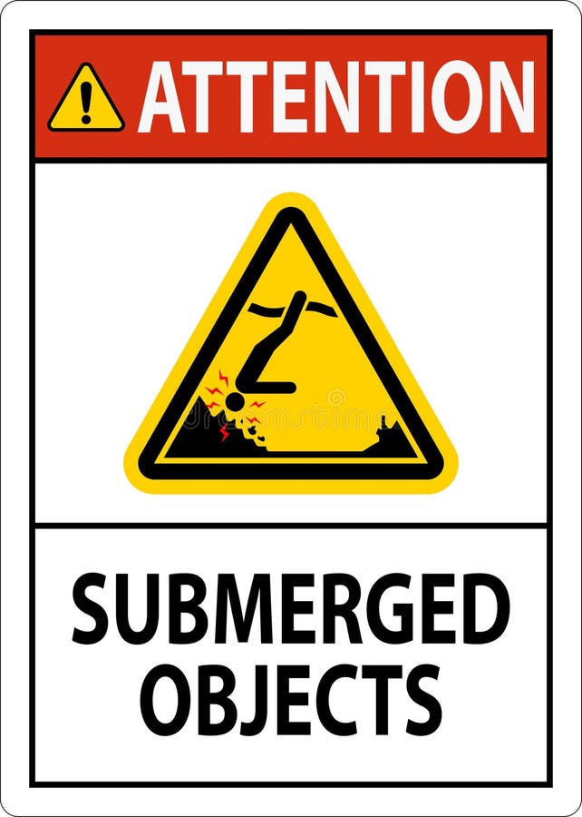 Water Safety Sign Attention - Submerged Objects Stock Vector ...
