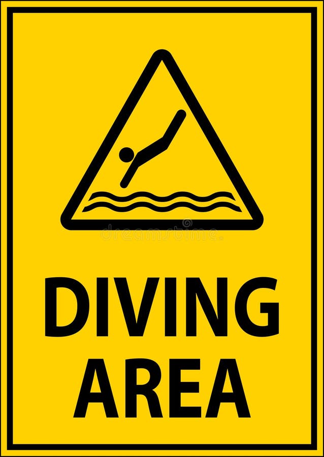 Water Safety Sign Caution - Diving Area Stock Vector - Illustration of ...