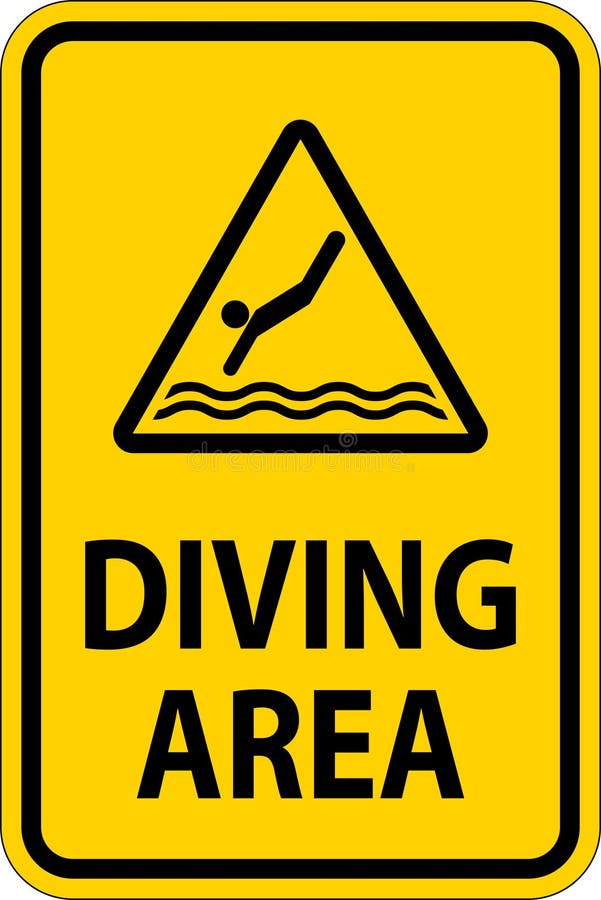 Water Safety Sign Caution - Diving Area Stock Vector - Illustration of ...