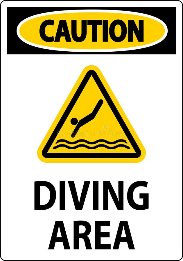 Water Safety Sign Caution - Diving Area Stock Vector - Illustration of ...