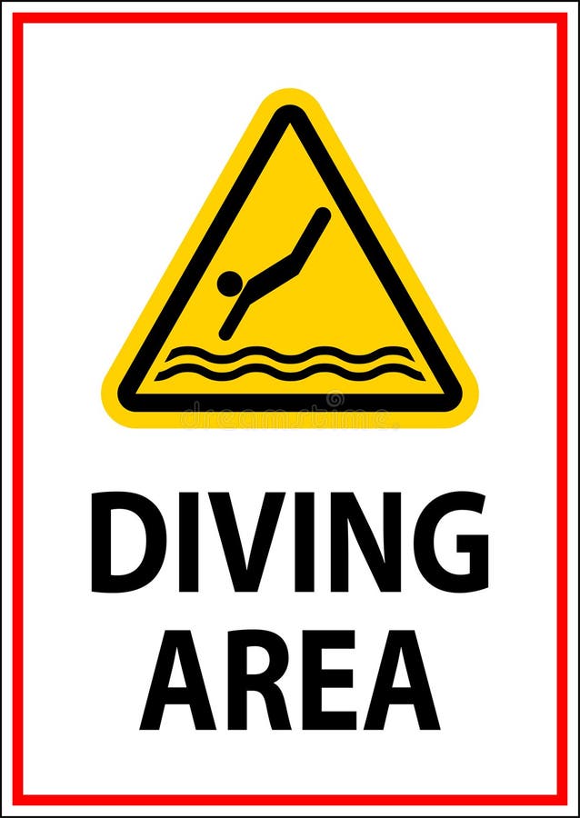 Water Safety Sign Caution - Diving Area Stock Vector - Illustration of ...