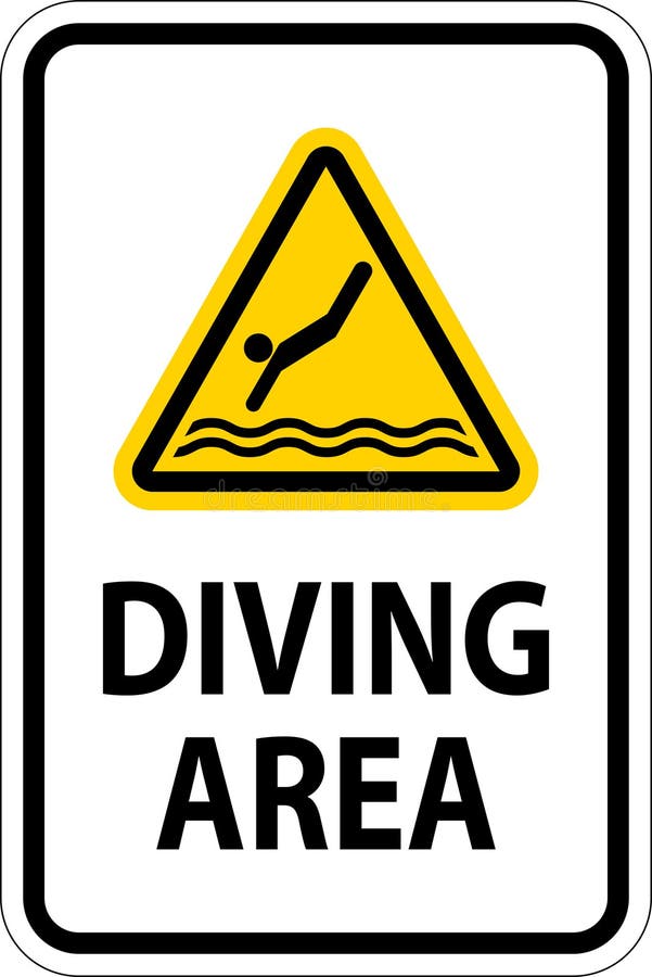 Water Safety Sign Caution - Diving Area Stock Vector - Illustration of ...