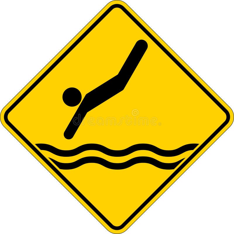 Water Safety Sign Caution - Diving Area Stock Vector - Illustration of ...