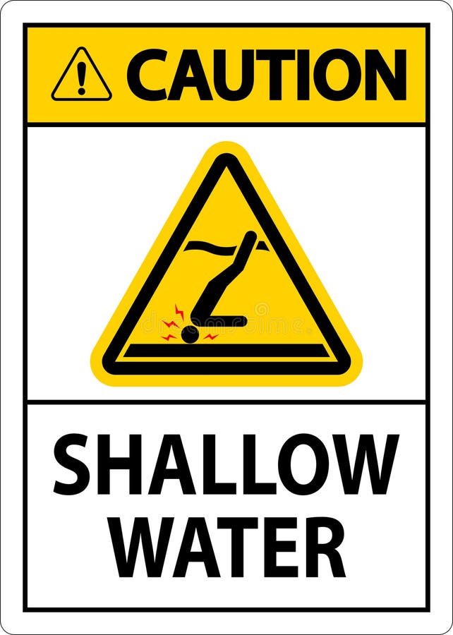 Water Safety Sign Caution - Shallow Water Stock Vector - Illustration ...