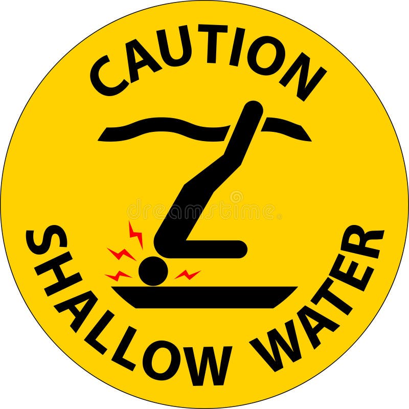 Water Safety Sign Caution - Shallow Water Stock Vector - Illustration ...