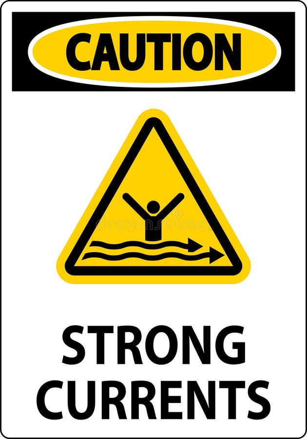 Water Safety Sign Caution - Strong Currents Stock Vector - Illustration ...
