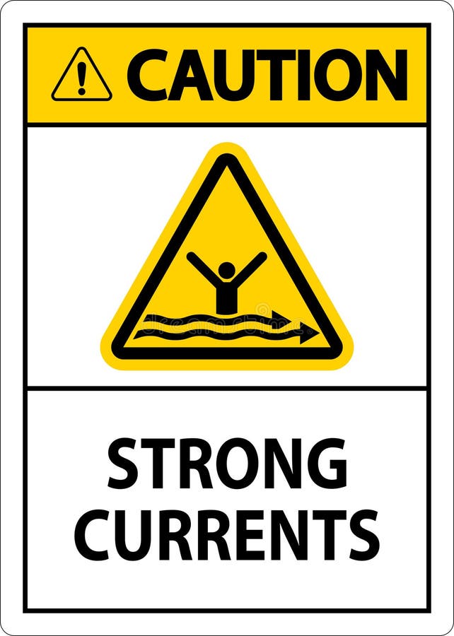 Water Safety Sign Caution - Strong Currents Stock Vector - Illustration ...