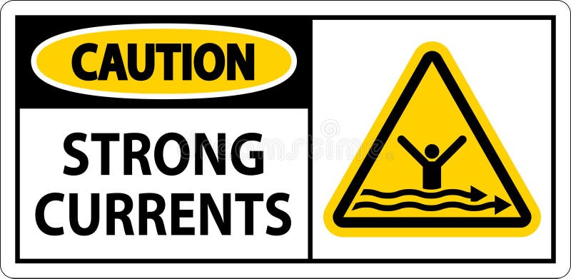 Water Safety Sign Caution - Strong Currents Stock Vector - Illustration ...