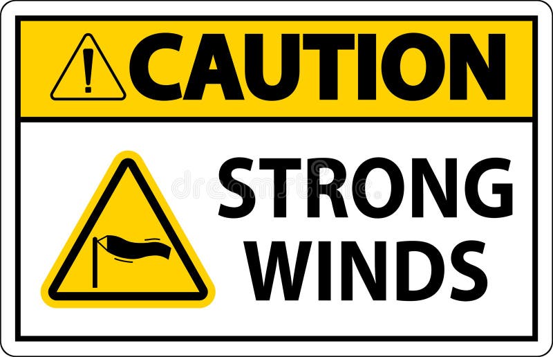 Water Safety Sign Caution - Strong Winds Stock Vector - Illustration of ...