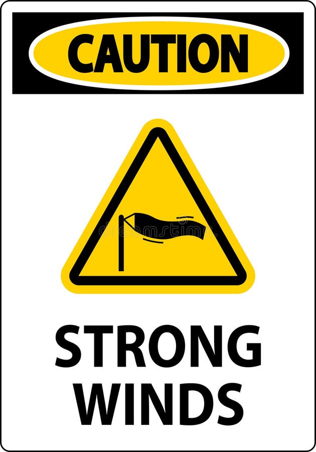 Water Safety Sign Caution - Strong Winds Stock Vector - Illustration of ...