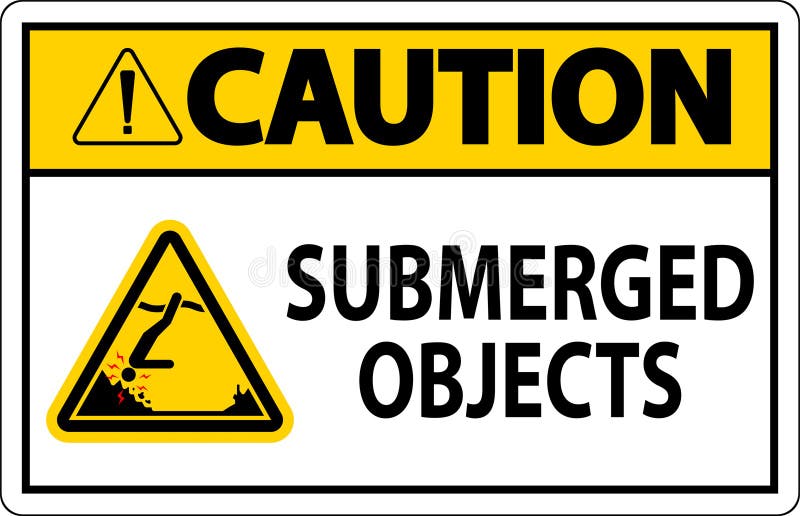 Water Safety Sign Caution - Submerged Objects Stock Vector ...
