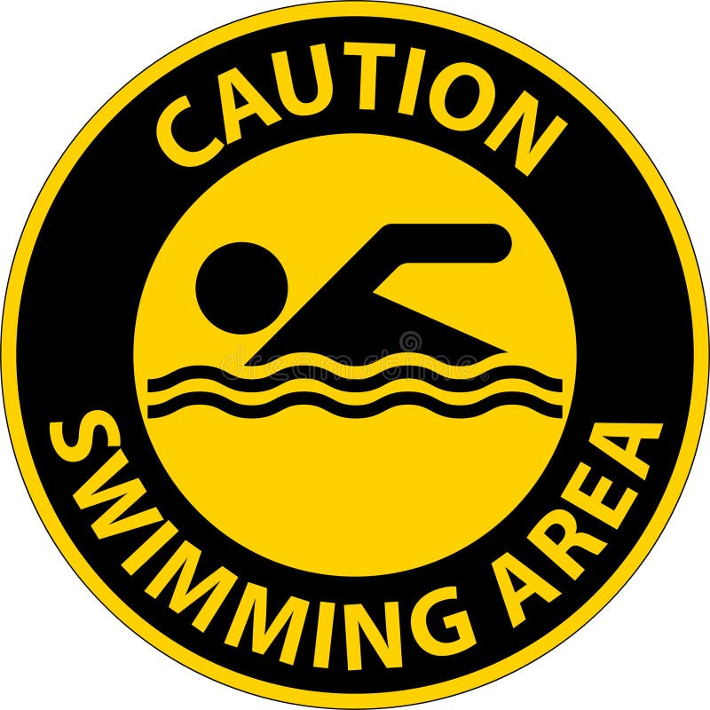 Water Safety Sign Caution - Swimming Area Stock Vector - Illustration ...