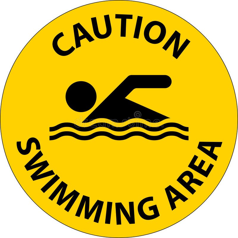 Water Safety Sign Caution - Swimming Area Stock Vector - Illustration ...