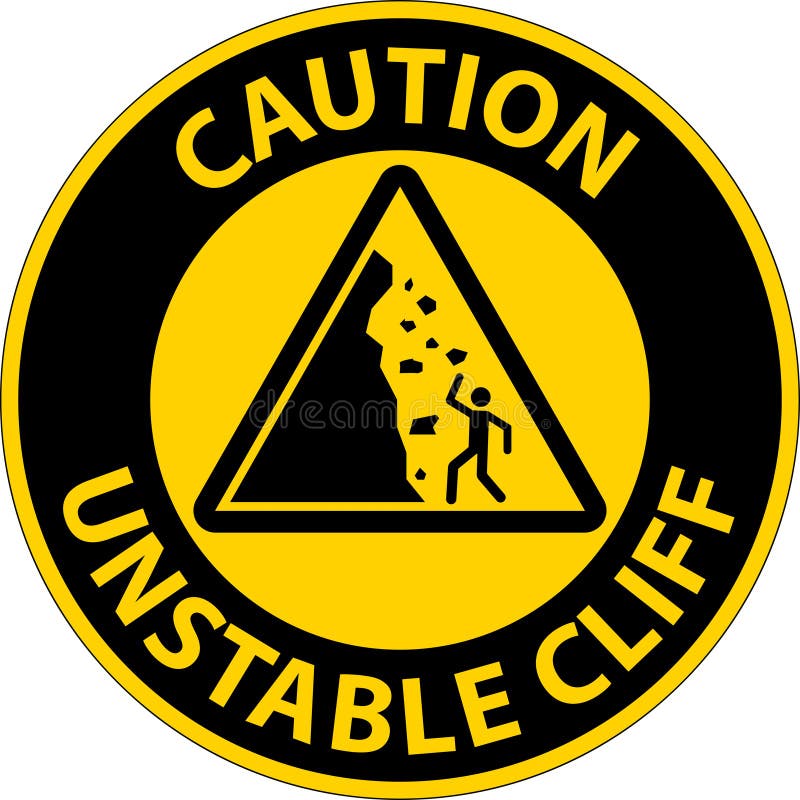 Water Safety Sign, Caution - Unstable Cliff Stock Vector - Illustration ...