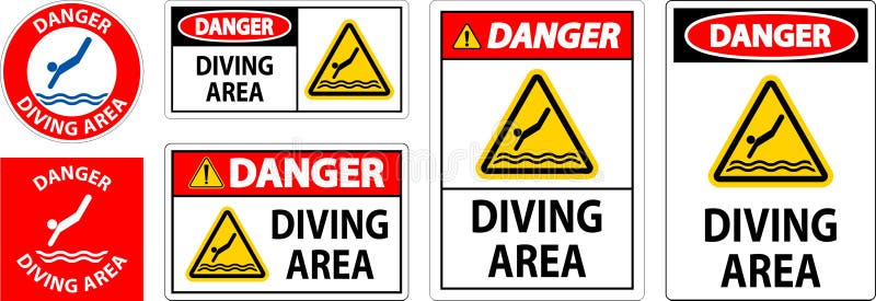 Water Safety Sign Danger - Diving Area Stock Vector - Illustration of ...