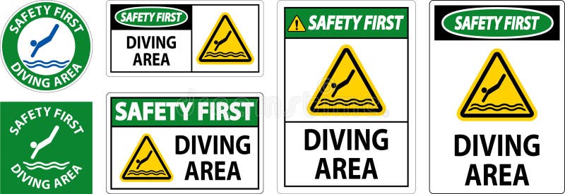 Water Safety Sign Danger - Diving Area Stock Vector - Illustration of ...