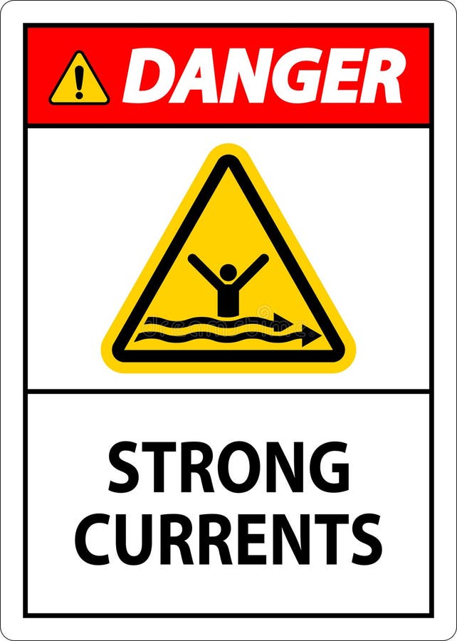Water Safety Sign Danger - Strong Currents Stock Vector - Illustration ...