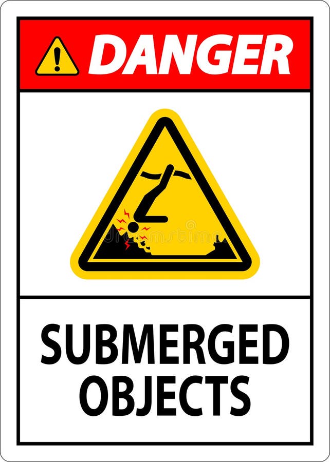 Water Safety Sign Danger - Submerged Objects Stock Vector ...