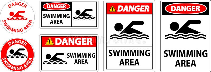 Water Safety Sign Danger - Swimming Area Stock Vector - Illustration of ...