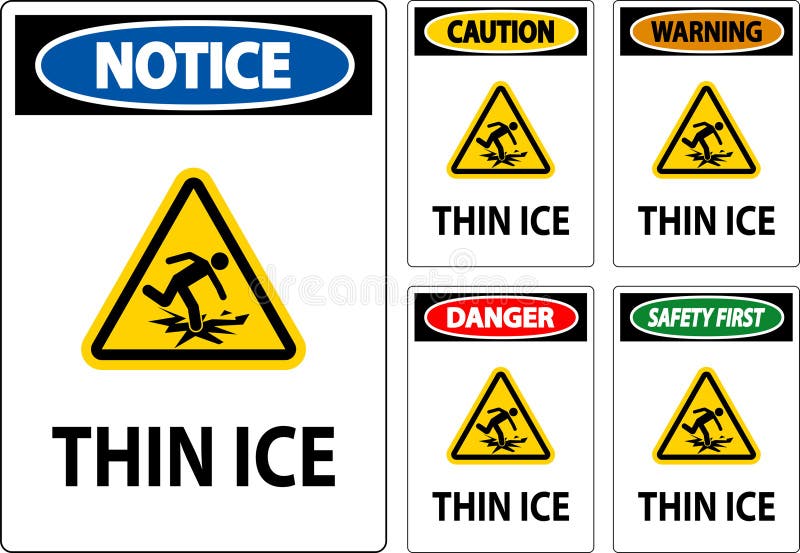 Water Safety Sign Danger - Thin Ice Stock Vector - Illustration of ...