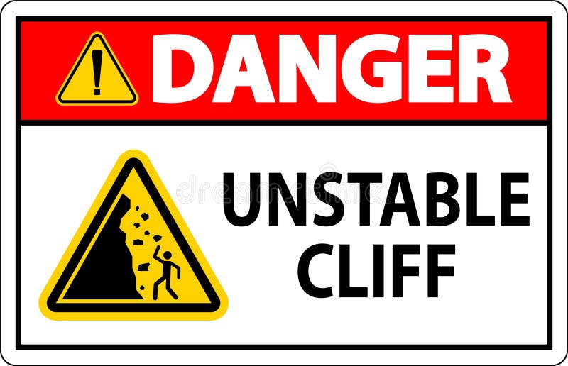 Water Safety Sign, Danger - Unstable Cliff Stock Vector - Illustration ...